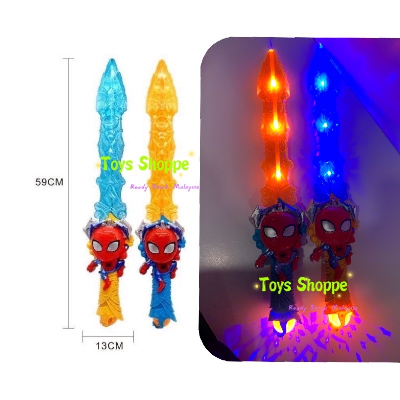 Spiderman Sword Toy with LED Light And Sound Flashlight Blade Toy Sword ...