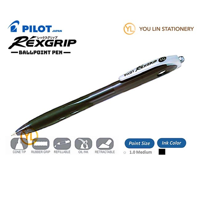 Pilot Rexgrip Ballpoint Pen - 0.5mm / 0.7mm / 1.0mm (BRG-10EF/F/M ...