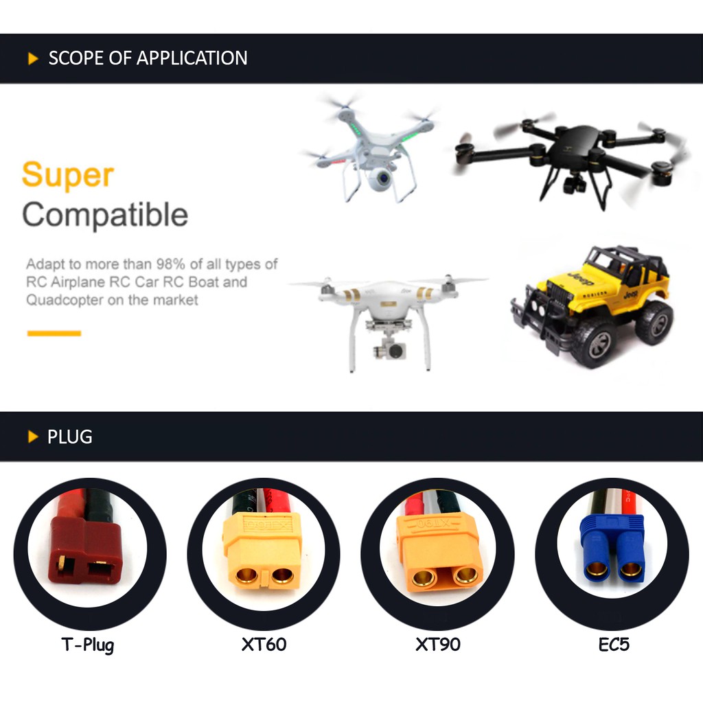 TCBWorth TCB Lipo Battery High Power Quality Tech 1500mAh-6000mAh RC 7.4V 11.1V 14.8V 22.2V 40C ...