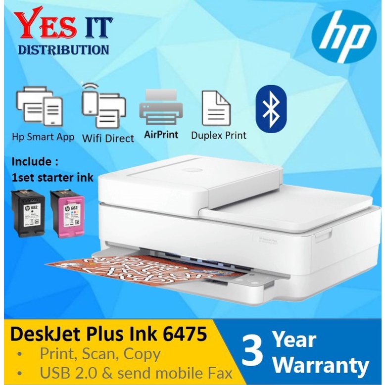 HP DESKJET PLUS INK ADVANTAGE 6475 ALL-IN-ONE AIO PRINTER -- 5SD78B ...