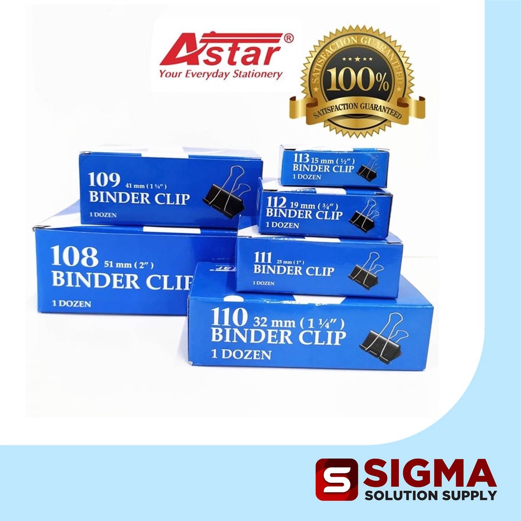 Astar Black Binder Clip (15mm,19mm,25mm/32mm/41mm/51mm/60mm), Double ...