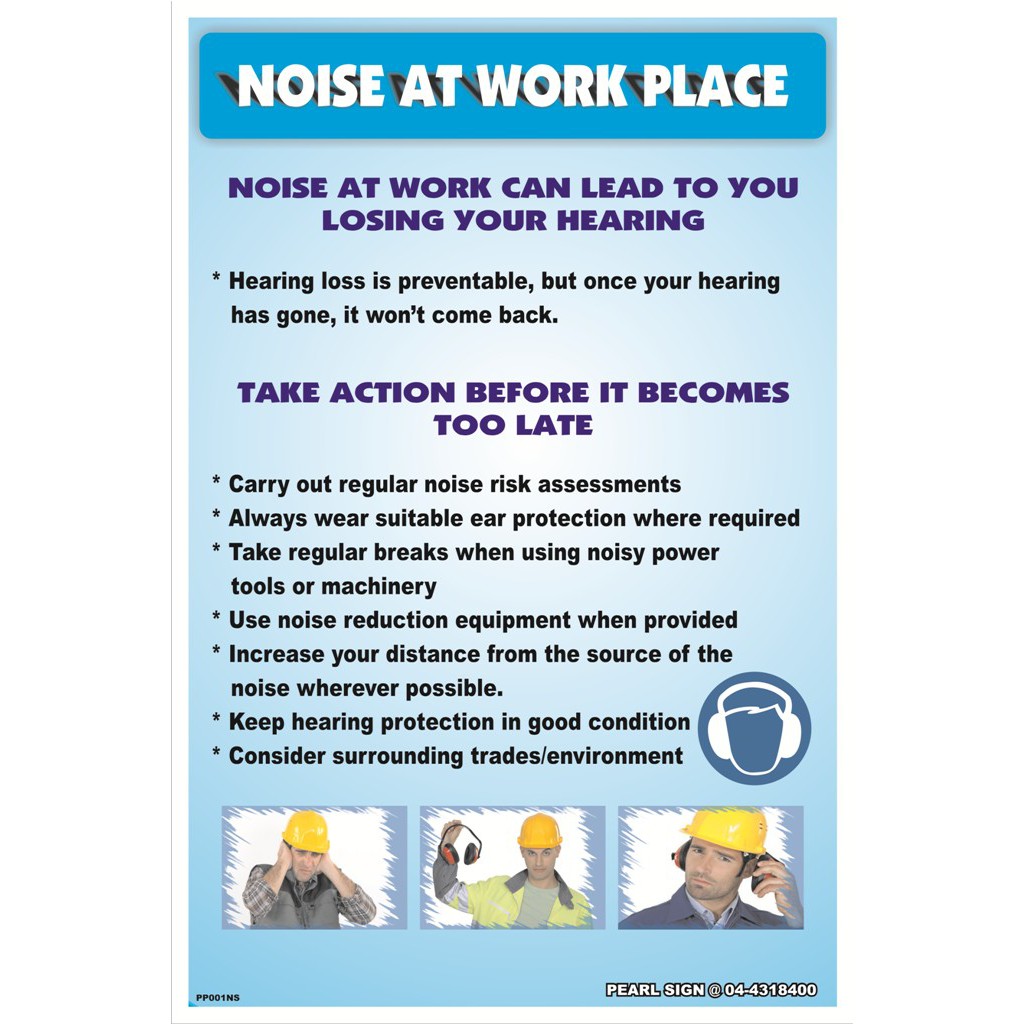 POSTER BUNYI BISING/ NOISE AT WORKPLACE (400X600MM) DENGAN BINGKAI KAYU ...