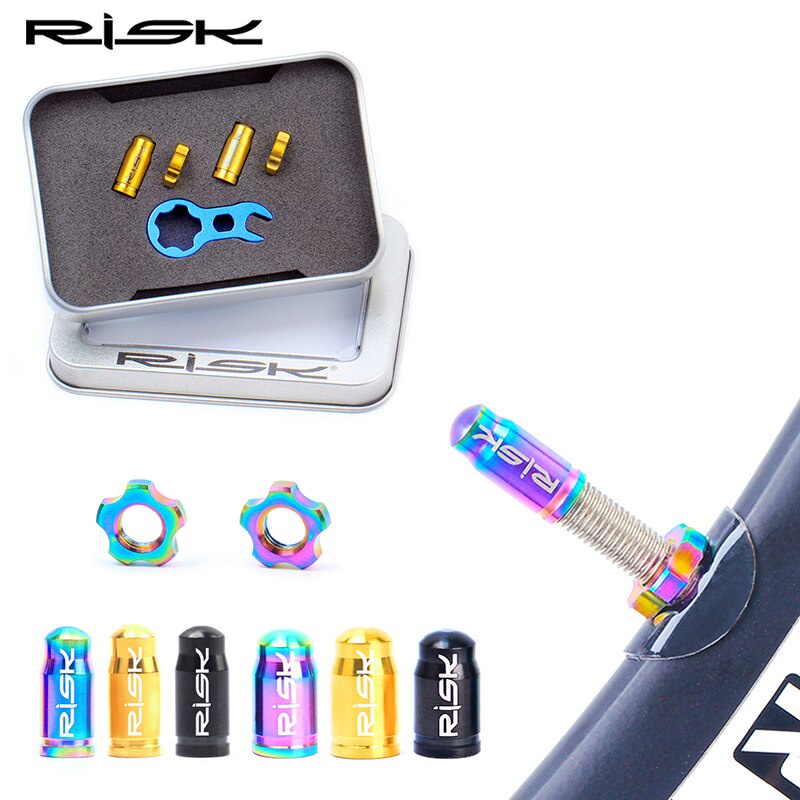 RISK Lightweight Bicycle Valve Cap Titanium Alloy Colorful Presta ...