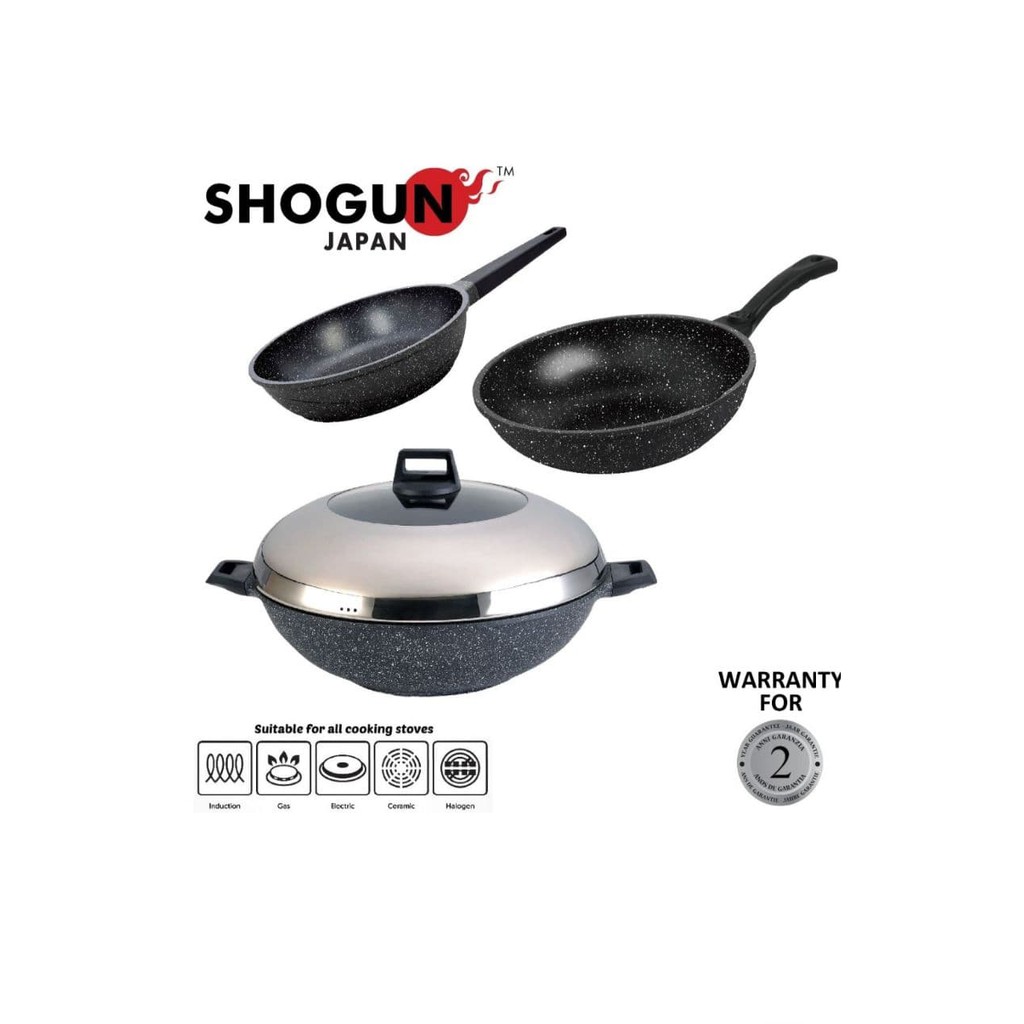 💥Shogun Senjo 18cm Non-Stick ( Induction ) Marble Deep Frypan + Shogun ...