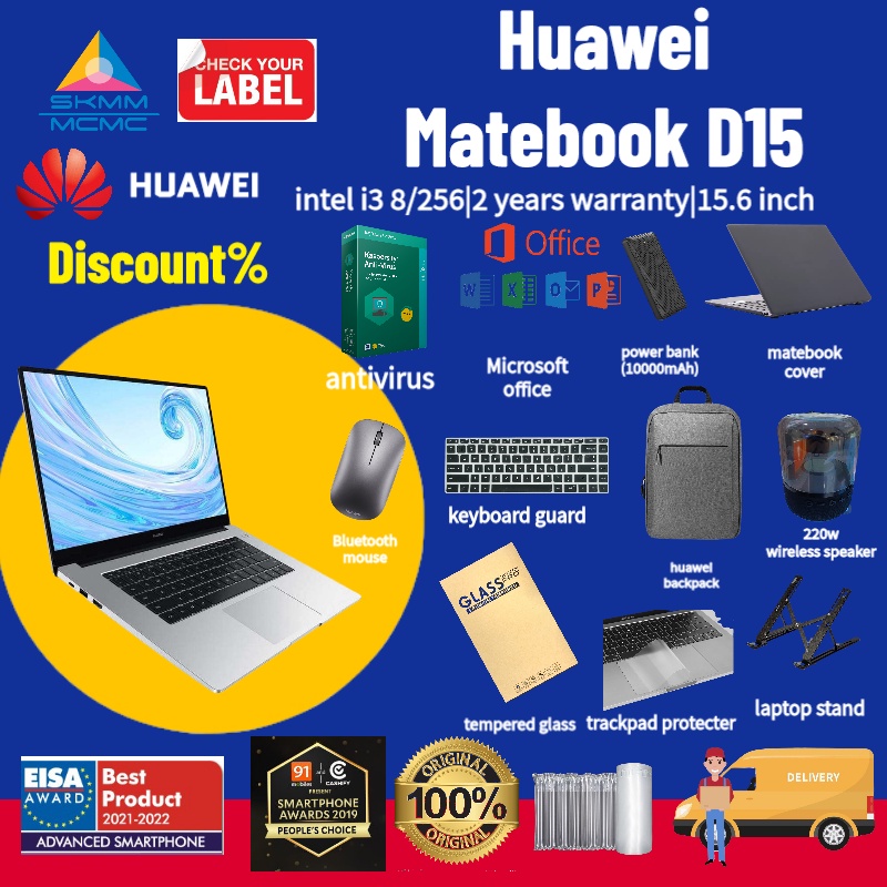 Huawei Matebook laptop D15 computer 256gb ssd storage packages free ...