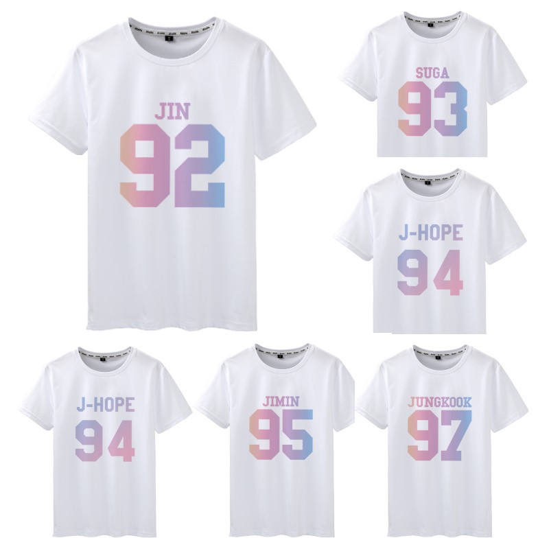 BTS Print Number JungKook J-Hope Jimin Jin Suga T-Shirts | Shopee Malaysia