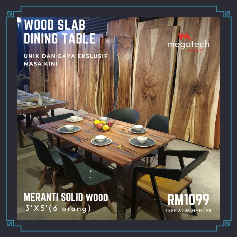 Meja makan kayu solid / dining table | Shopee Malaysia