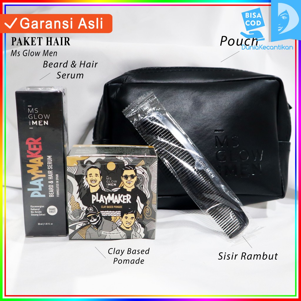 Ms Glow Men Playmaker Paket Hair Beard and Hair Serum / Pomade Ms Glow ...