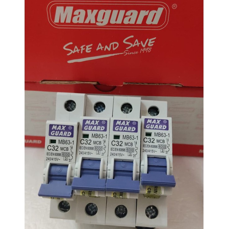 MAXGUARD MB63-1 6KA MCB/10A 1P , 16A 1P, 20A 1P, 32A 1P/SIRIM APPROVED | Shopee Malaysia