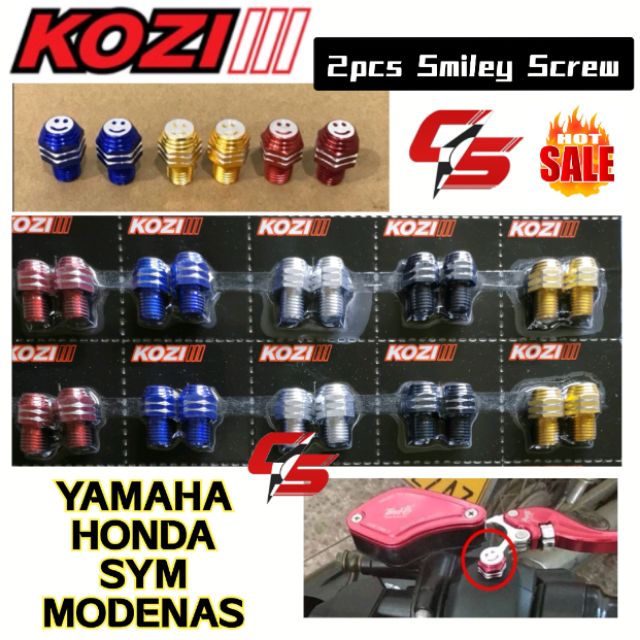 Kozi Color Alloy Side Mirror Hole Nut Cover Honda & Yamaha Smiley Face ...
