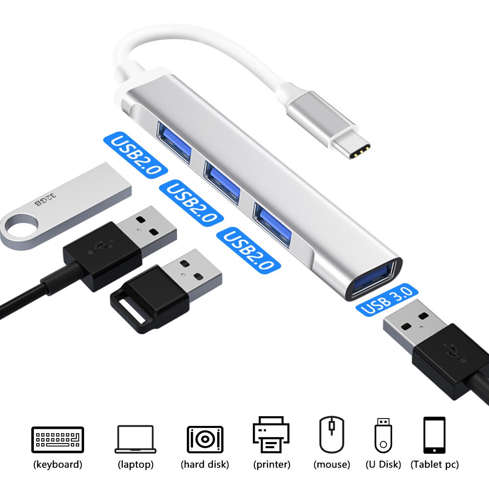 4 in 1 Splitter USB Hub 3.0 5Gbps 4 Ports USB Adapter Type-C Splitter ...