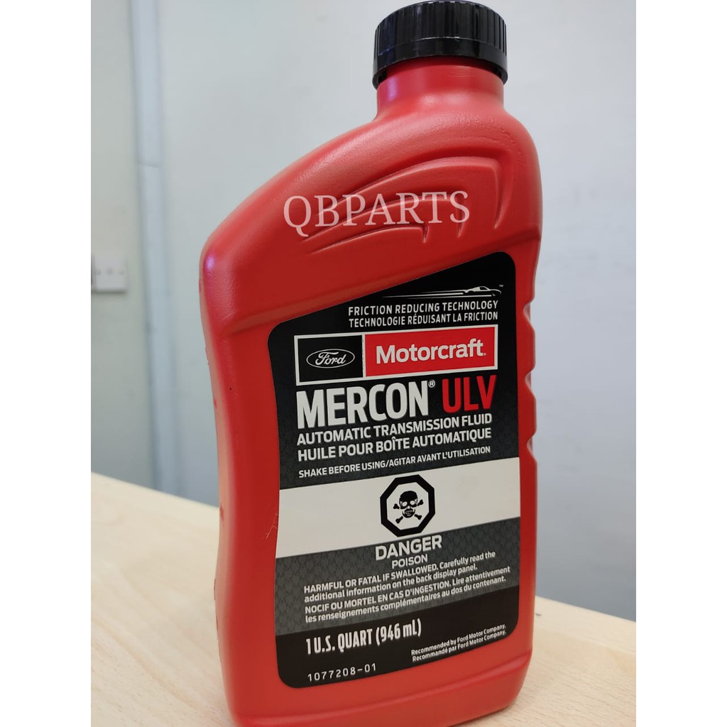 Ford Motorcraft Mercon ULV Auto Transmission Fluid (1 Quart / 946ml ...