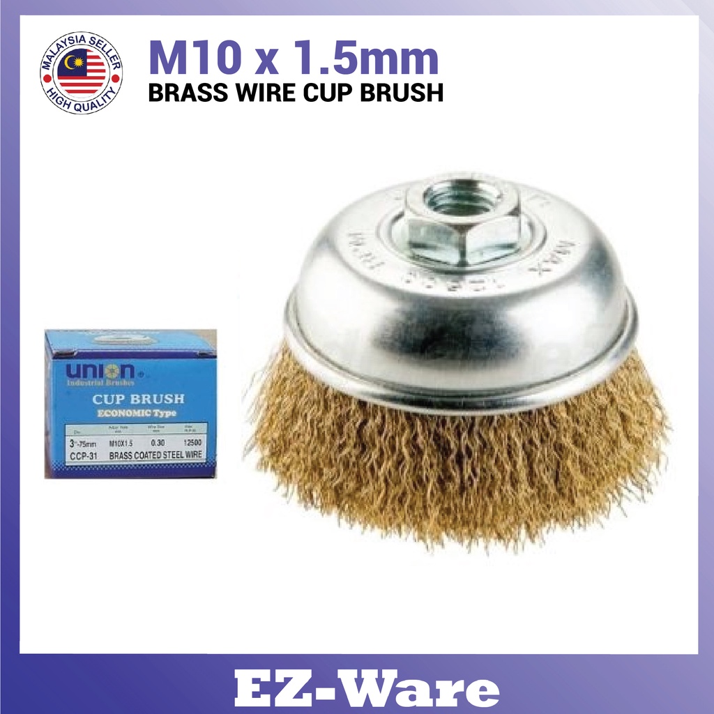 M10 x 1.5mm CC-31 Union Brass Wire Cup Brush/Brass Plated Steel Wire ...