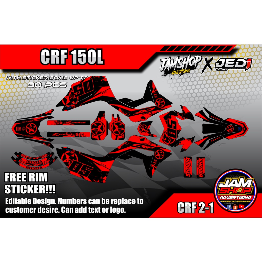 CRF 150L Honda Full Set Decals w/ FREE RIM STICKER Batch 3 | Shopee ...