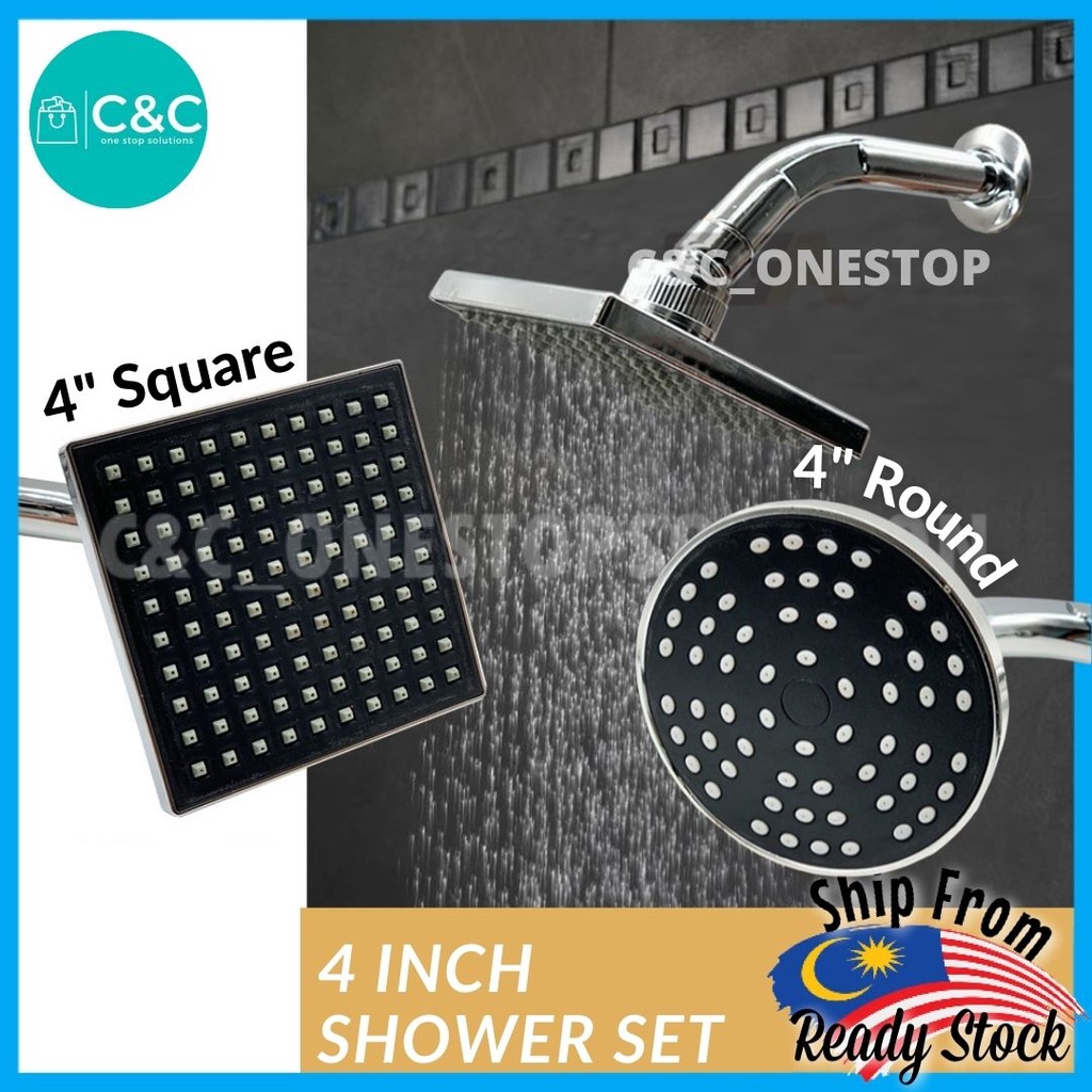 VAGO Shower Head 4" Inches Rainfall Shower Head Faucet Set With Shower ...