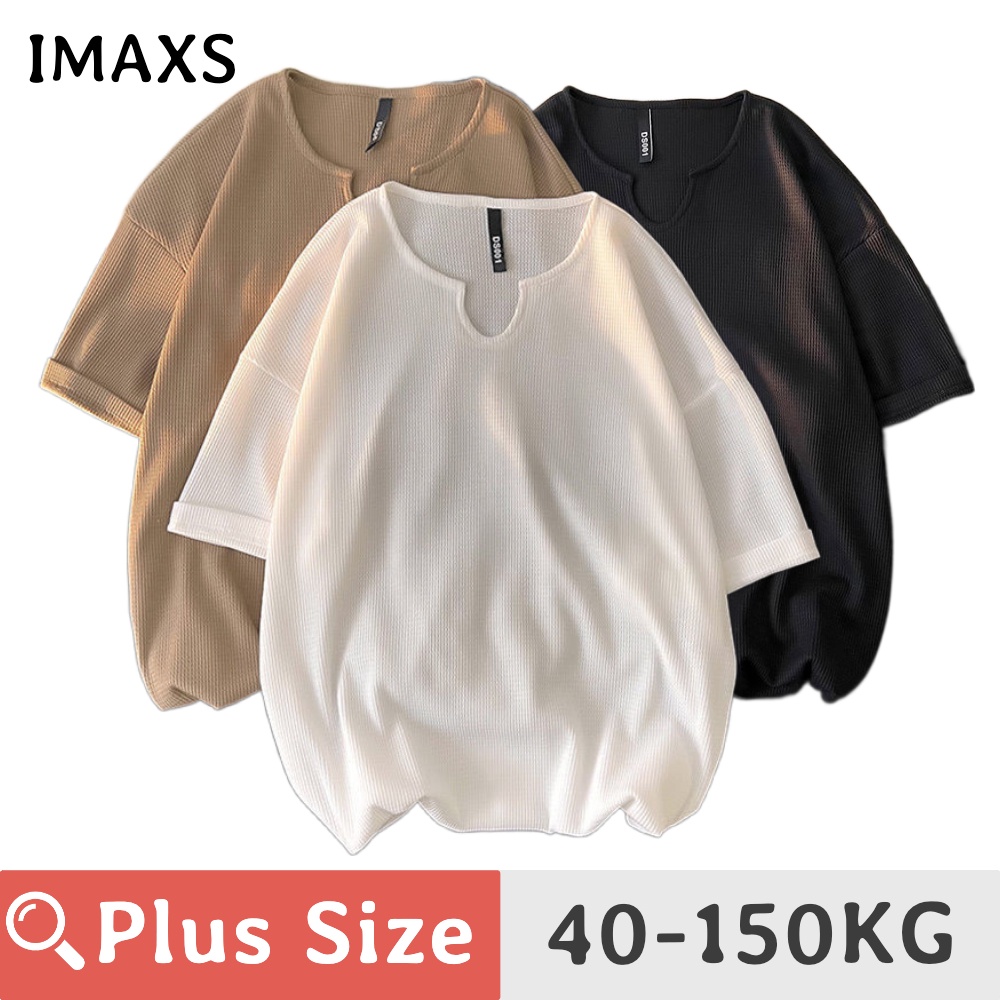 40-150KG PLUS SIZE Men Waffle Short Sleeve Big Size Top Tang Suit Quick ...