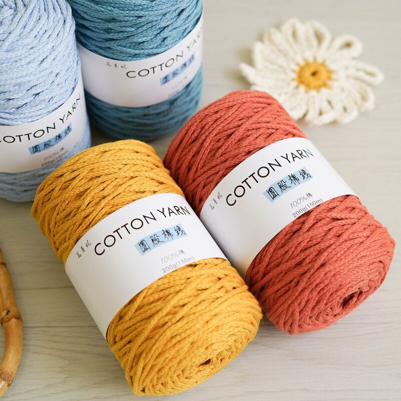 3mm Crochet Cotton Cord Hollow Yarn 100% Cotton 3mm 纯棉圆股空心线 200g 150m ...