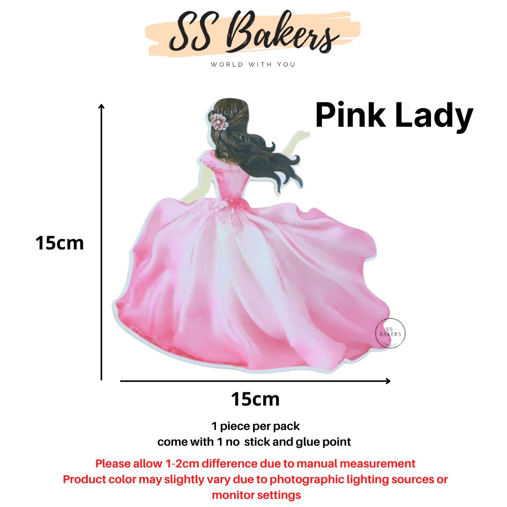 10 Pieces Butterfly Pink Purple Gold Line 1 Piece Pink Purple Lady Cake ...