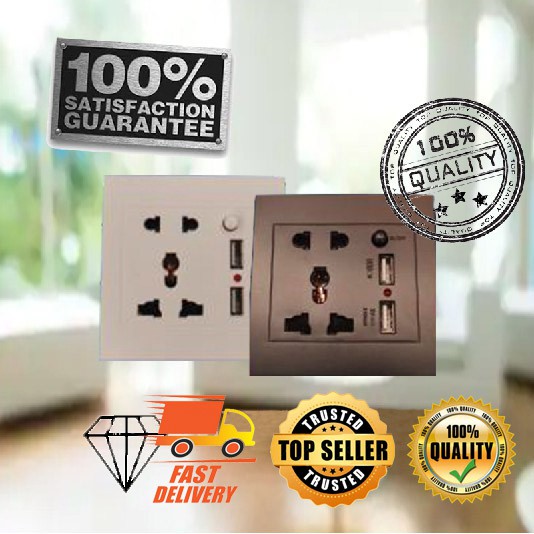 13A MULTI UNIVERSAL SWITCH SOCKET DUAL 2.1A USB CHARGING PORT POWER ...