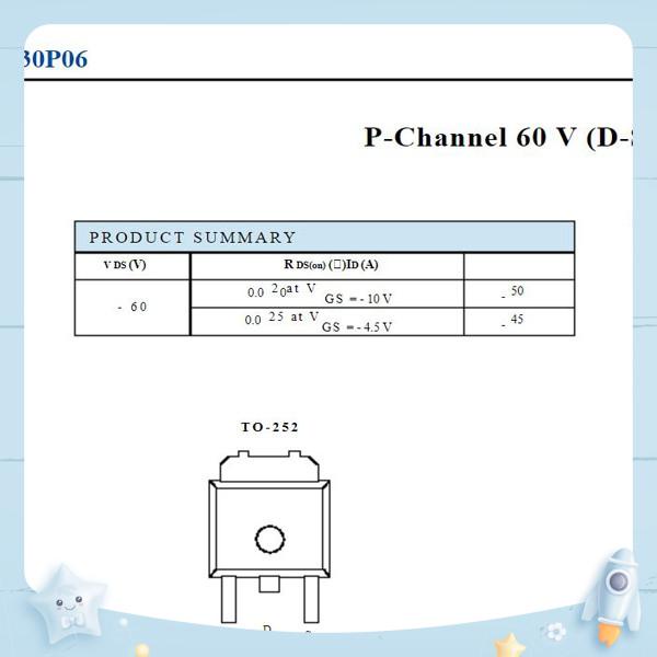 P-channel Mosfet - 30P06 | P-channel 60V (D-S) Mosfet | 60v - 50A - TO252-3 - DPAK | Shopee Malaysia