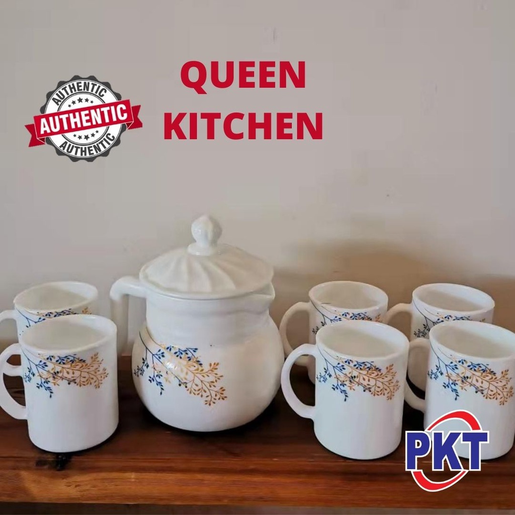 8pc Opalware Queen Kitchen Teaset / Set Teh Queen Kitchen Opal Mug Teko ...
