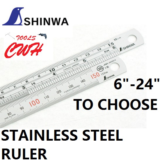 SHINWA JAPAN 6" 12" 24" STAINLESS STEEL RULER RULE ROUNDED END ...