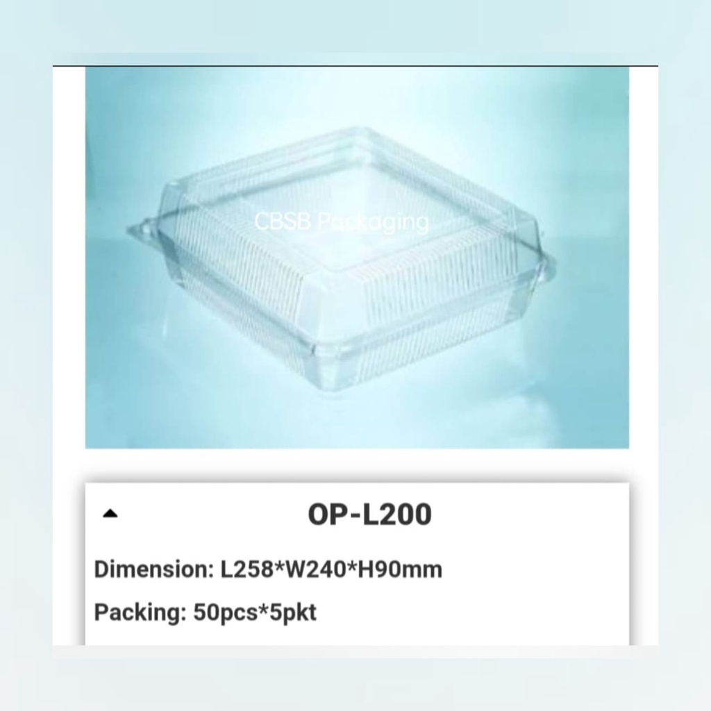 OPS L200 DISPOSABLE CLEAR PLASTIC FOOD BOX / CAKE / KUIH MUIH (50PCS ...