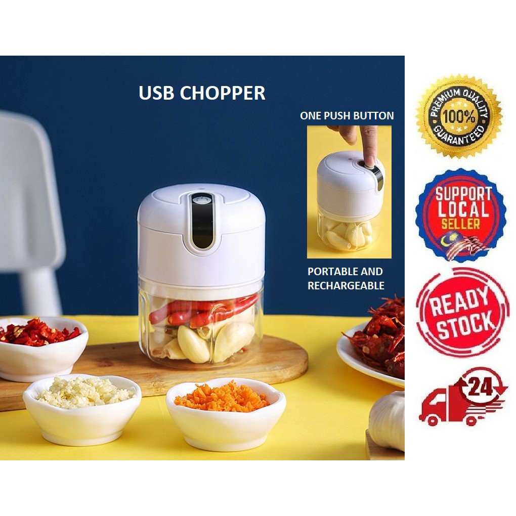 🇲🇾 250ML Food Chopper Mini Blender USB Electric Wireless Blender ...