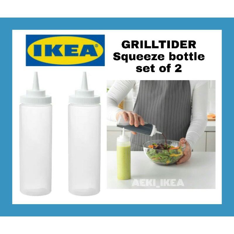 IKEA GRILLTIDER Squeeze bottle, plastic/transparent 330 ml, botol sos ...