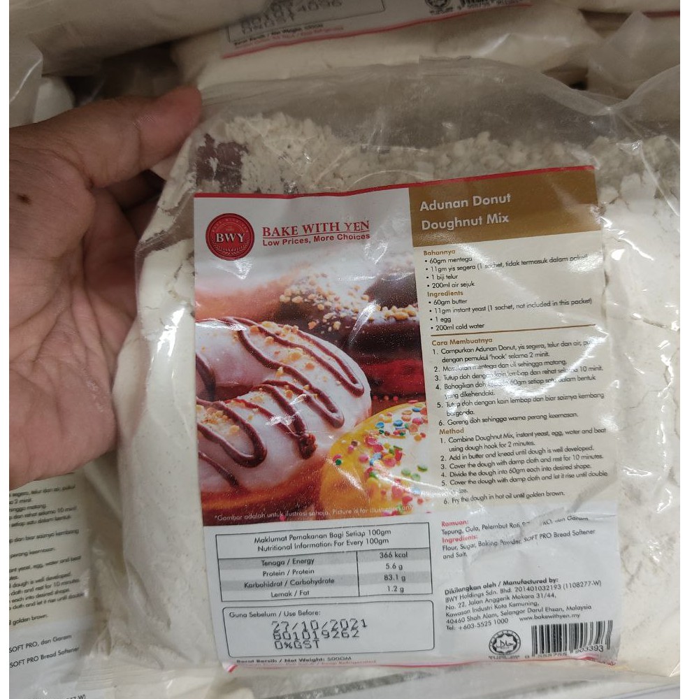 TEPUNG ADUNAN DONAT MIX 500g BY BAKE WITH YEN | Shopee Malaysia
