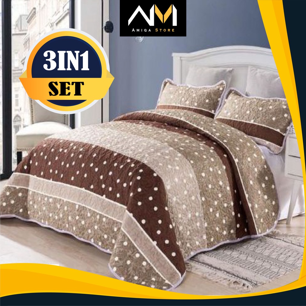 Cadar Patchwork Set (3IN1) Queen Size Quilt Bed Sheets 100% Cotton High Quality / Cadar Tilam ...