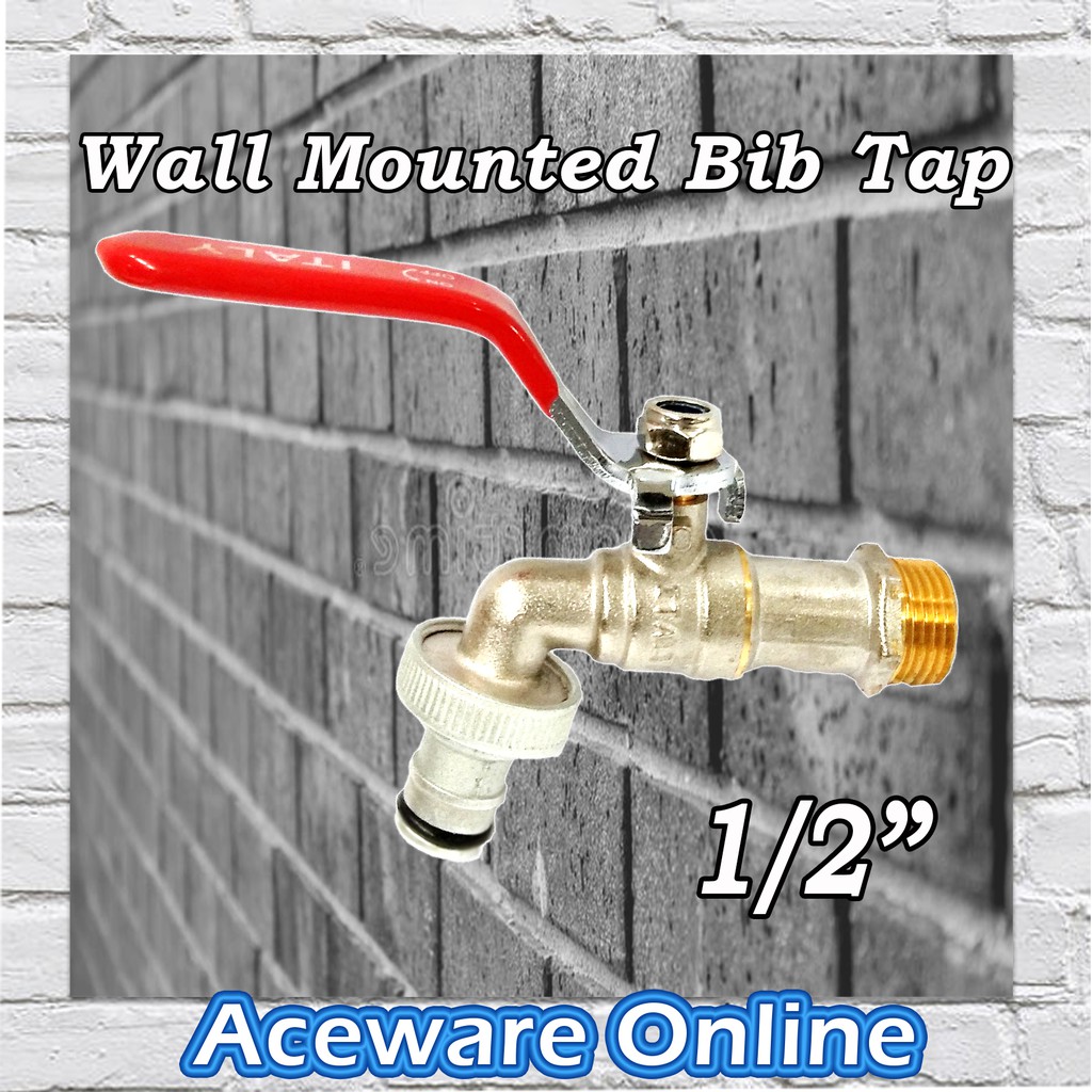 AG-017 ½” SOLID BRASS BIBCOCK FAUCET BALL VALVE BIB TAP WALL MOUNTED ...