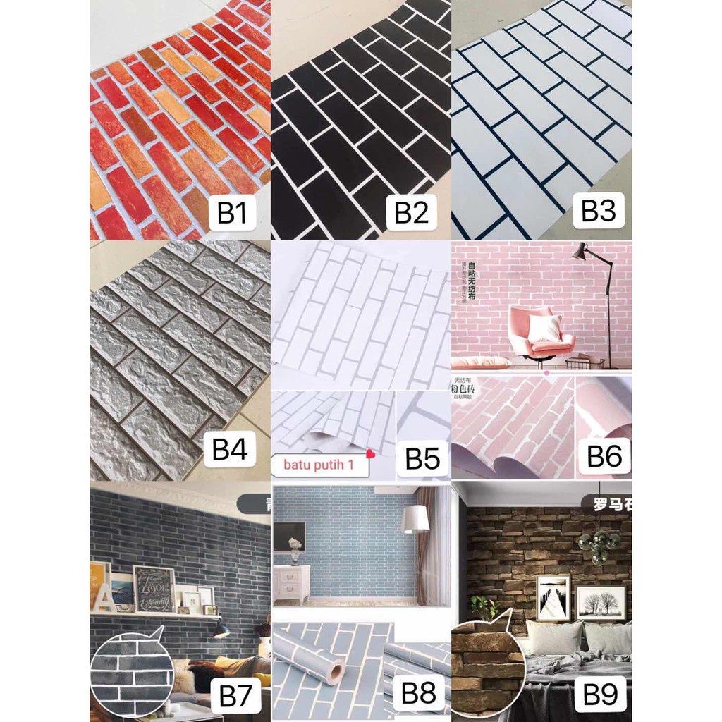 kertas dinding BATU 2D WALLPAPER Self Adhesive PVC Sticker WATER PROOF ...