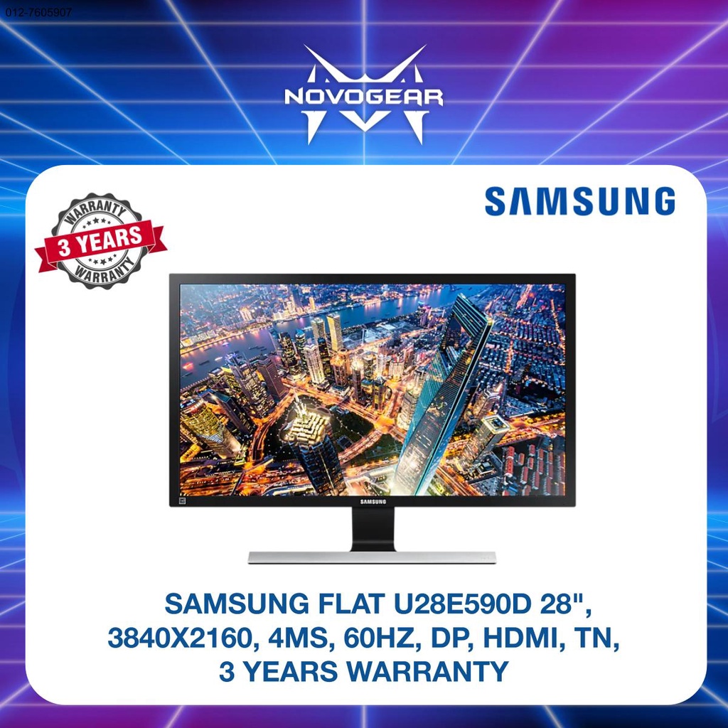 SAMSUNG FLAT U28E590D MONITOR -28",3840X2160, 4MS, 60HZ,DP, HDMI, TN,3 ...
