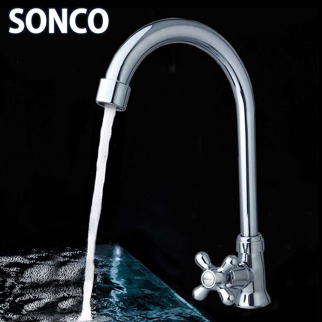 SONCO Kitchen Faucet Pillar Mounted Basin Sink Tap Plated Water Tap ...