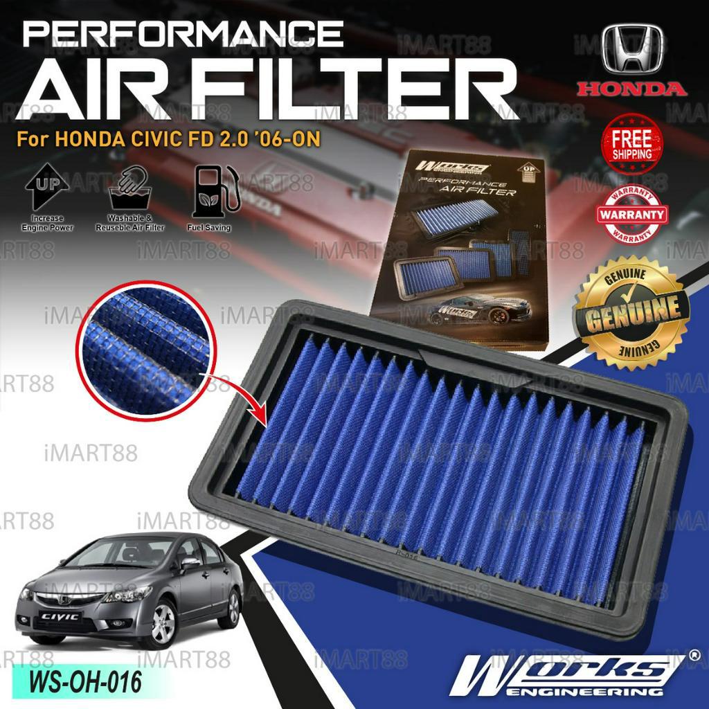 Works Engineering Air Filter Honda Civic FD 2.0cc SOHC i-VTEC 2006-2014 ...