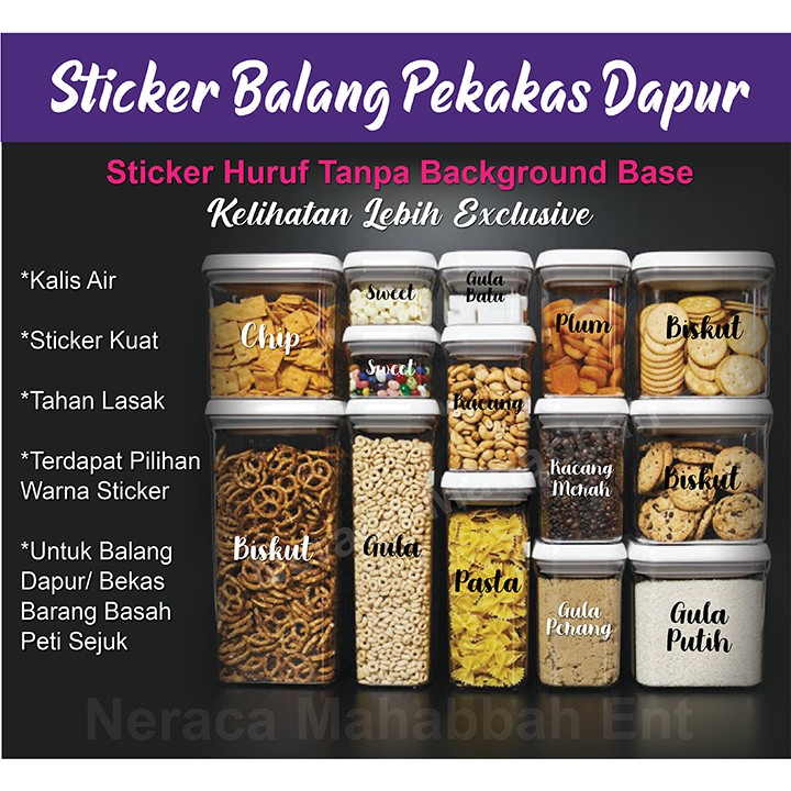 Sticker Cantikan Balang Pekakas Dapur_Exclusive_Sticker Label Kitchen ...