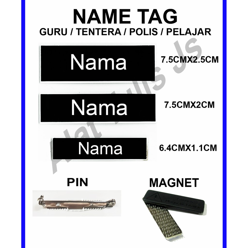 NAME TAG MAGNET/PIN, GURU / TENTERA / POLIS / PELAJAR | Shopee Malaysia