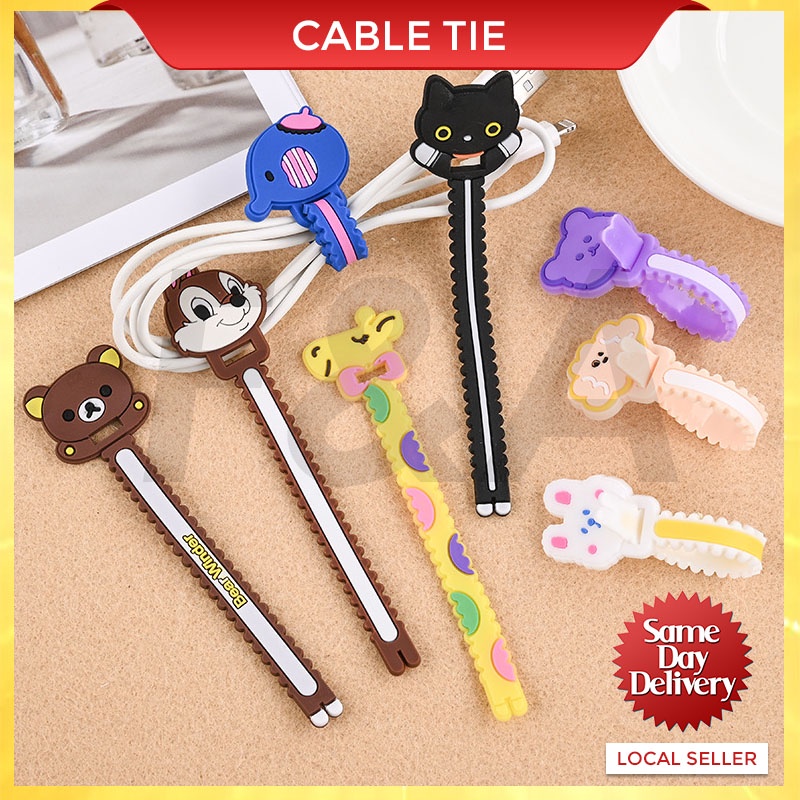 Cute Cartoon Cable Tie Phone Cable Wrappers Cables Earphone Tied wire ...