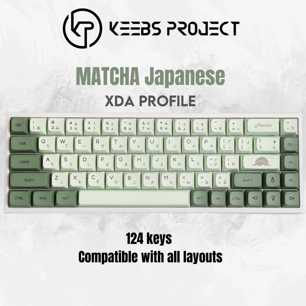 [𝐑𝐄𝐀𝐃𝐘 𝐒𝐓𝐎𝐂𝐊] Matcha Japanese XDA profile PBT keycaps | 129 keys | Dye ...