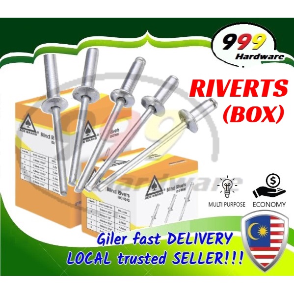 999 ACE BLIND RIVET 拔钉 (BOX) / RIVERTS / PAKU RIVET / RIVETER PAKU ...