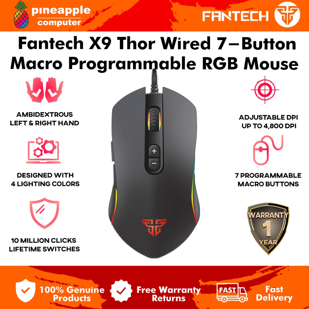 Fantech X9 Wired Macro RGB 4800Dpi 7 Buttons Gaming Mouse | Shopee Malaysia
