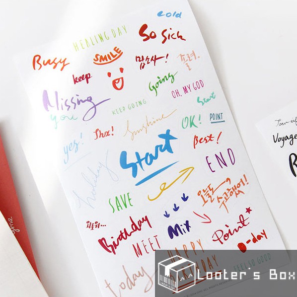 Set of 2 Modern Calligraphy Doodle Cursive Writing Sticker Pack (G ...