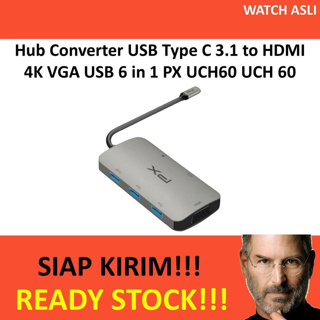 Hub Converter USB Type C 3.1 to HDMI 4K VGA USB 6 in 1 PX UCH60 UCH 60 ...