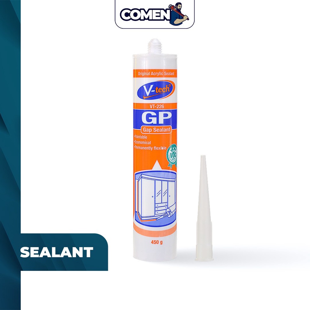 V-TECH VT-226 GP Gap Sealant 450G (White) Paintable Acrylic Sealant Silicone Cabinet Wood ...