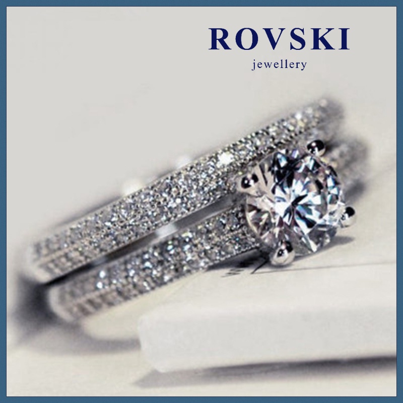 ROVSKI Fashion Korean Ready Stock Jewelry Hot Sale 925 Silver Set with ...
