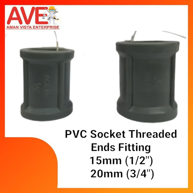 PVC Socket Threaded Ends Fitting 15mm (1/2") | 20mm (3/4") | Shopee ...