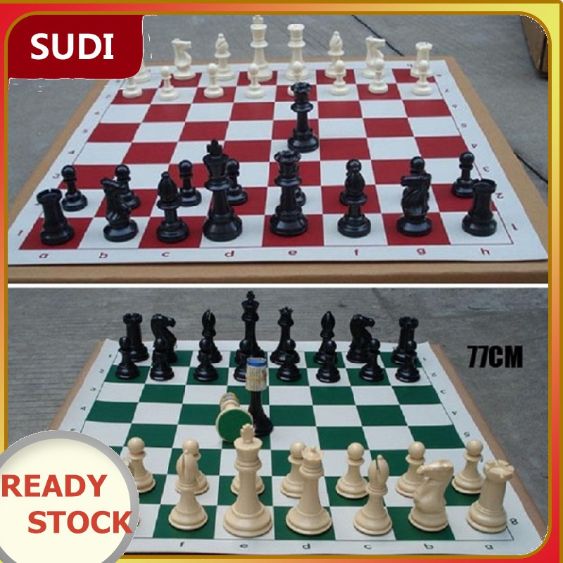 Plastic Chessmen Set International Chess Game Complete Black&White ...
