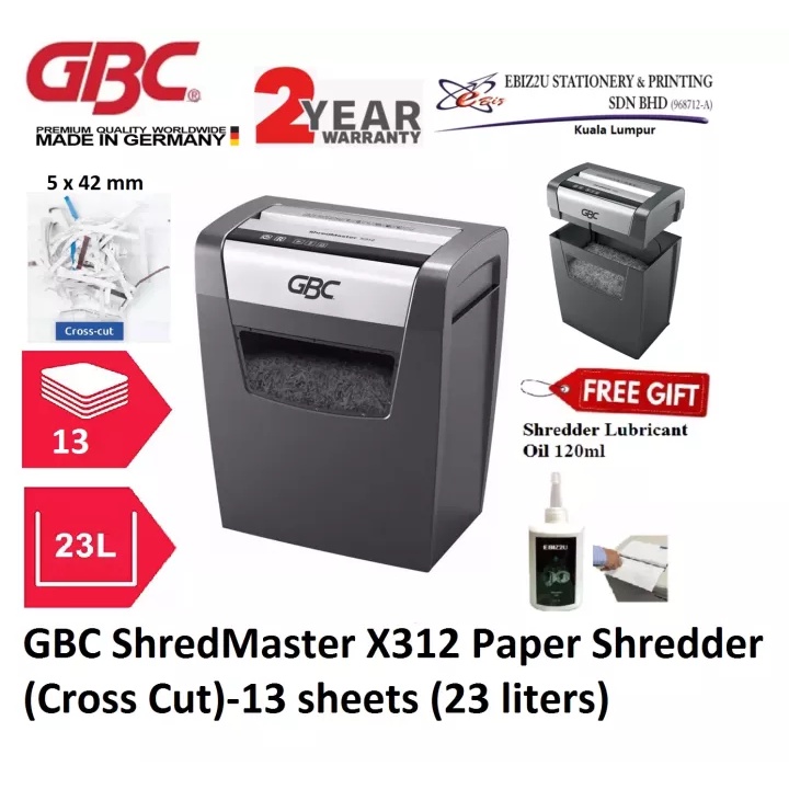 GBC Shred Master X312 Paper Shredder (Cross Cut)-13 sheets (23 liters ...