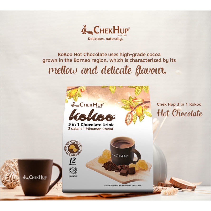 Chek Hup Kokoo 3in1 Chocolate Drink 40g x 12s , Peppermint 30g x 12's ...